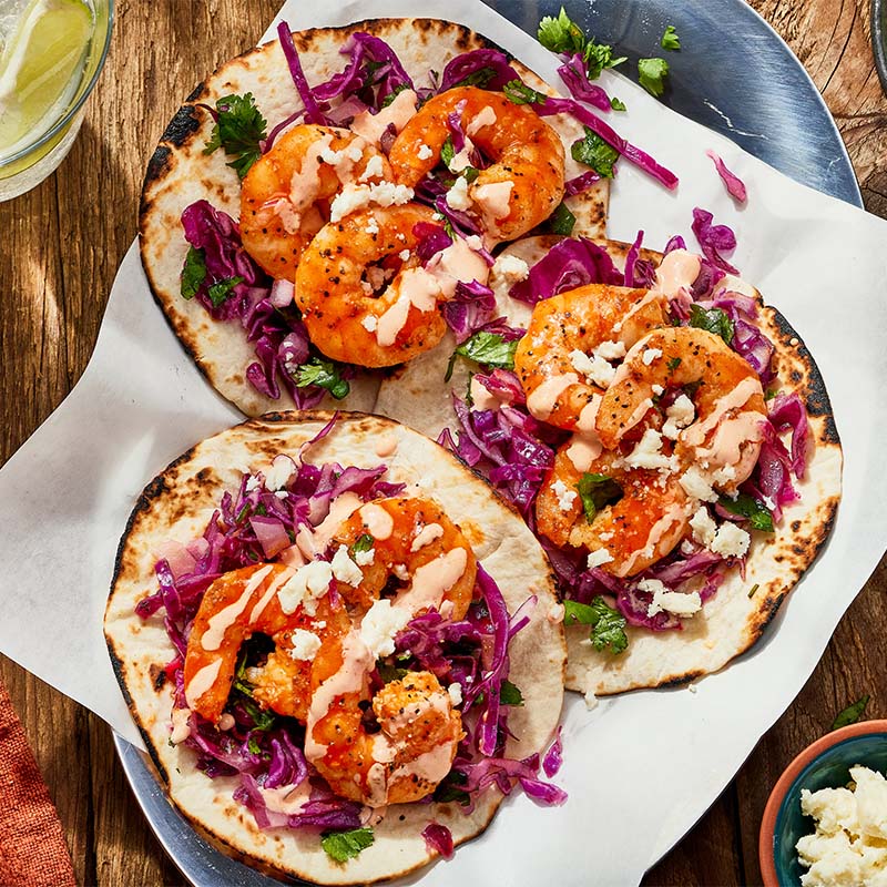 Spicy Prawn Tacos with Coriander Lime Slaw | Cholula
